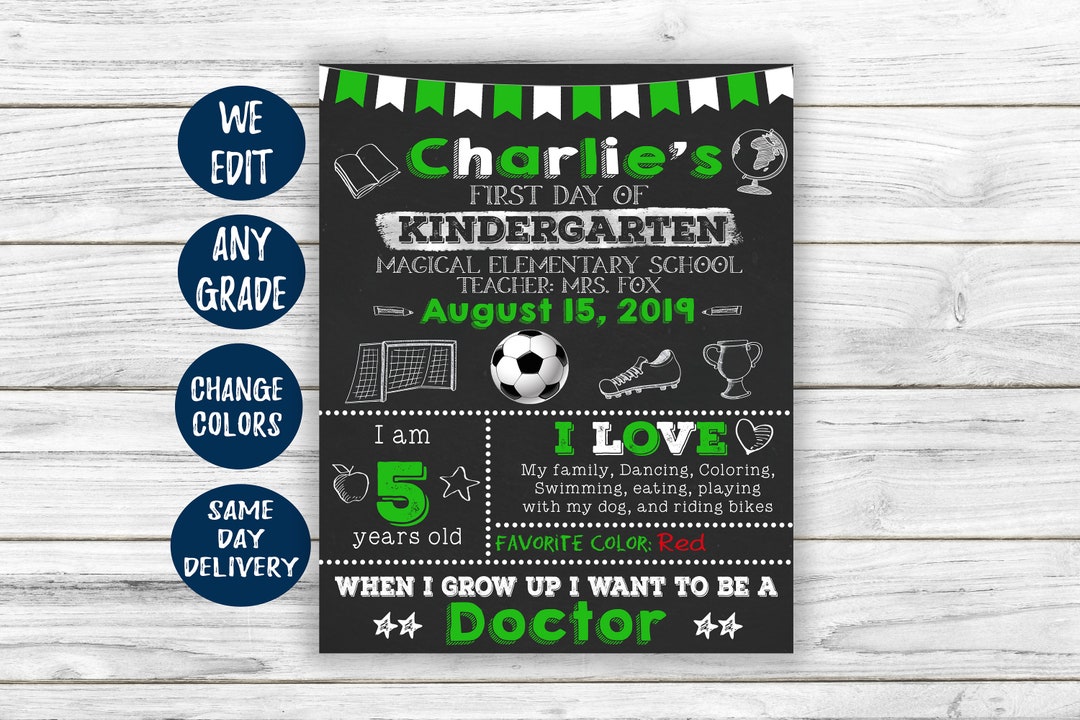 Sports Back to School Sign - Soccer First Day of School Sign Printable ...