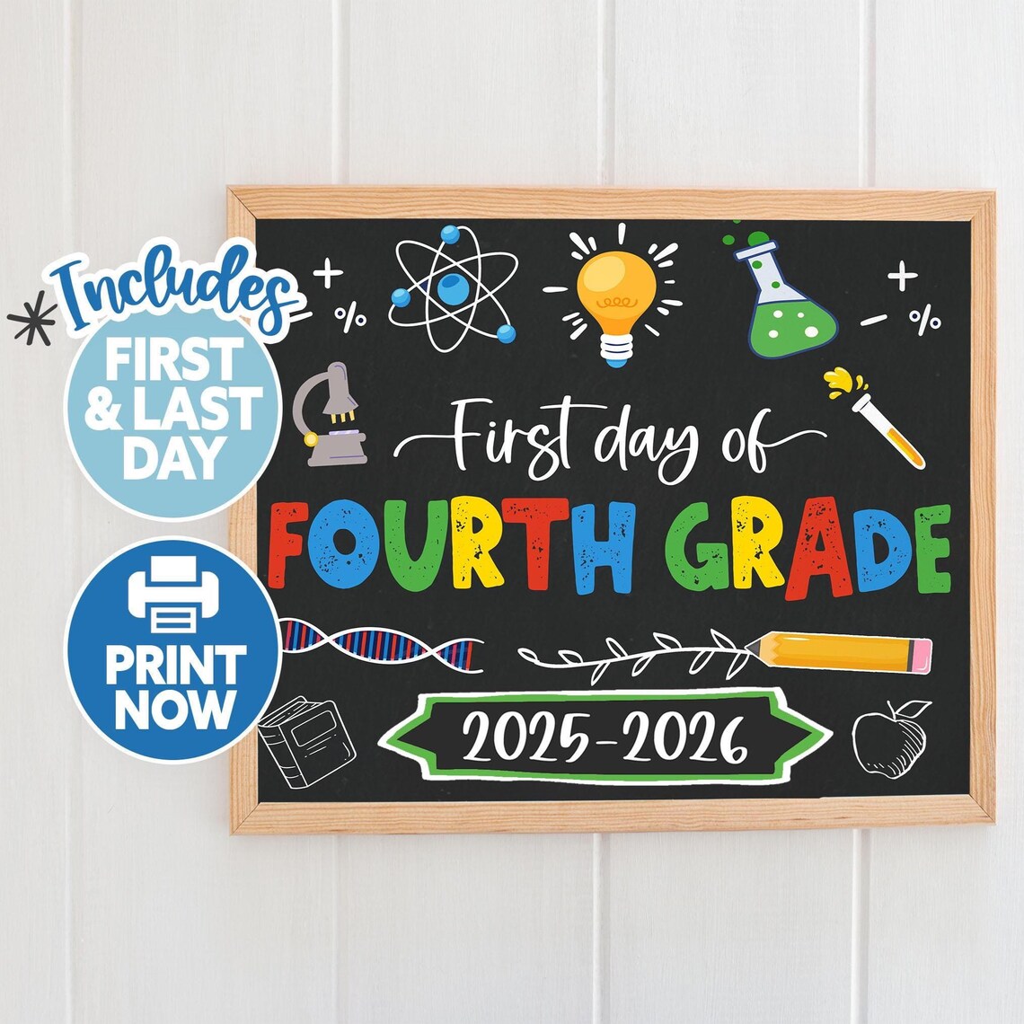 First Day of Fourth Grade School Sign - Printable Boy 1st Day of 4th ...