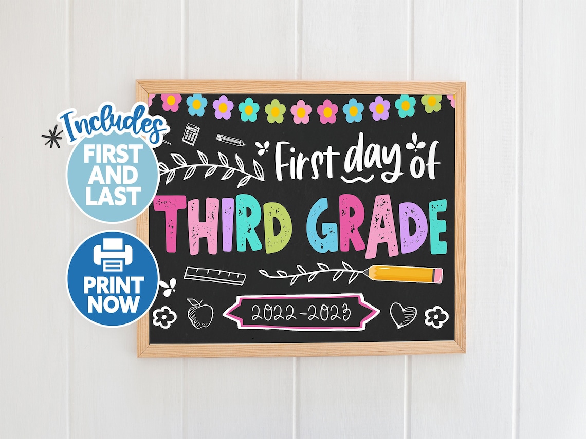 First Day of Third Grade Back to School Sign First Day of - Etsy