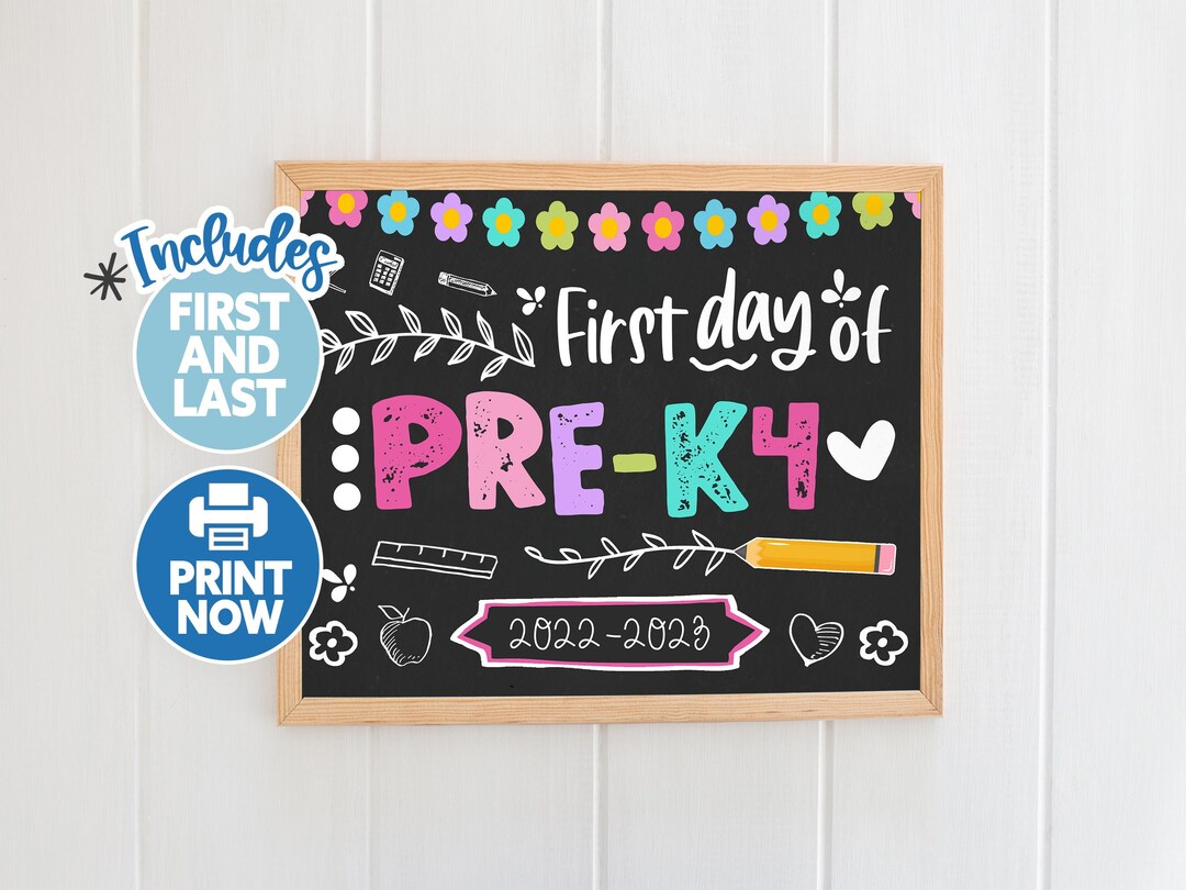 First Day of Prek4 Printable - Back to School Sign Girl- First Day of ...