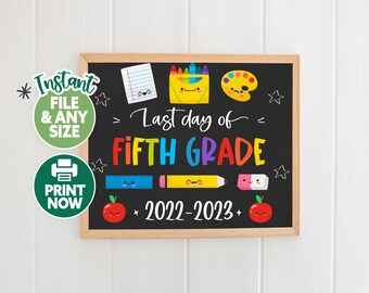 Last Day of Grade School Sign Last Day of 5th Grade Sign 2024 Goodbye ...