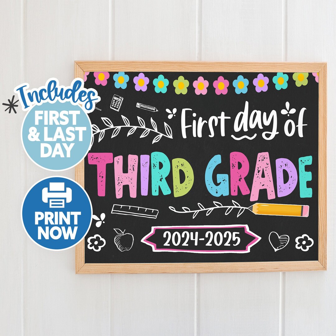 First Day of Third Grade - Back to School Sign - First Day of School ...