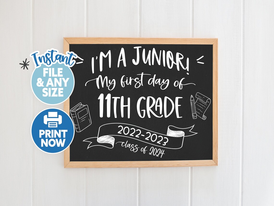 First Day of 11th Grade Sign First Day of Junior Year High - Etsy
