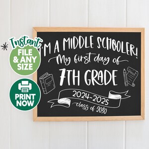 1st Day of 7th Grade Sign - First Day of Seventh Grade Printable Sign ...
