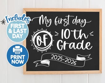 First Day of Sophomore Year Sign, First Day of 10th Grade Sign INSTANT ...