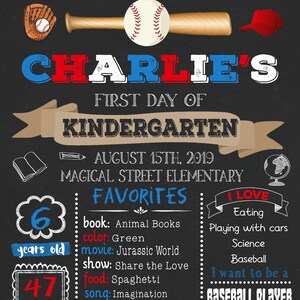 Baseball First Day of School Sign - Boys Back to School Sign Printable ...