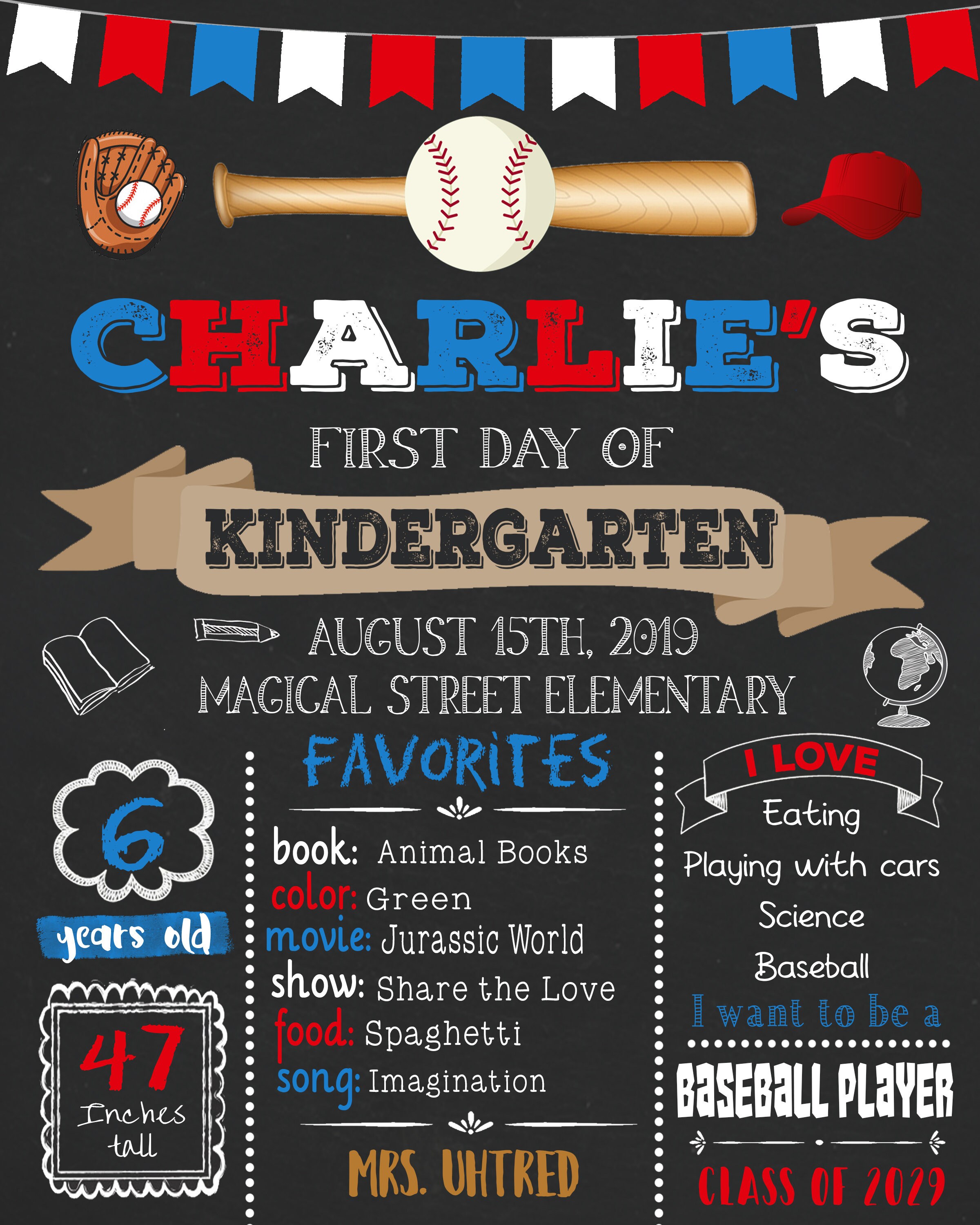 Baseball First Day of School Sign Boys Back to School Sign - Etsy