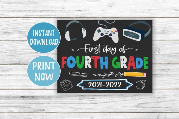 First Day of Fourth Grade School Sign Printable Boy 1st Day of | Etsy