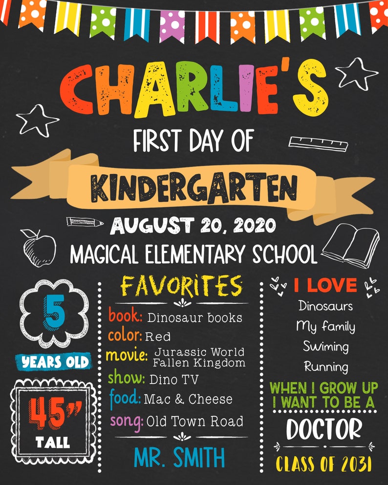 Back to School Sign Chalkboard First Day of School Printable | Etsy