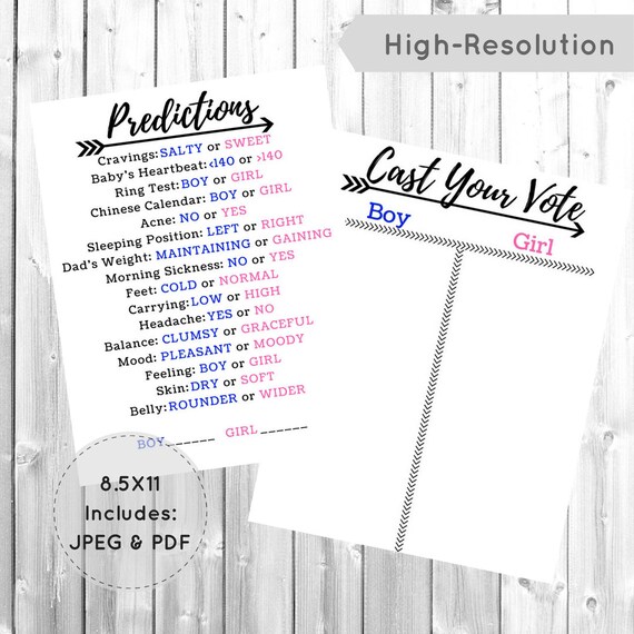Printable Gender Reveal Predictions Old Wives Tales Baby | Etsy