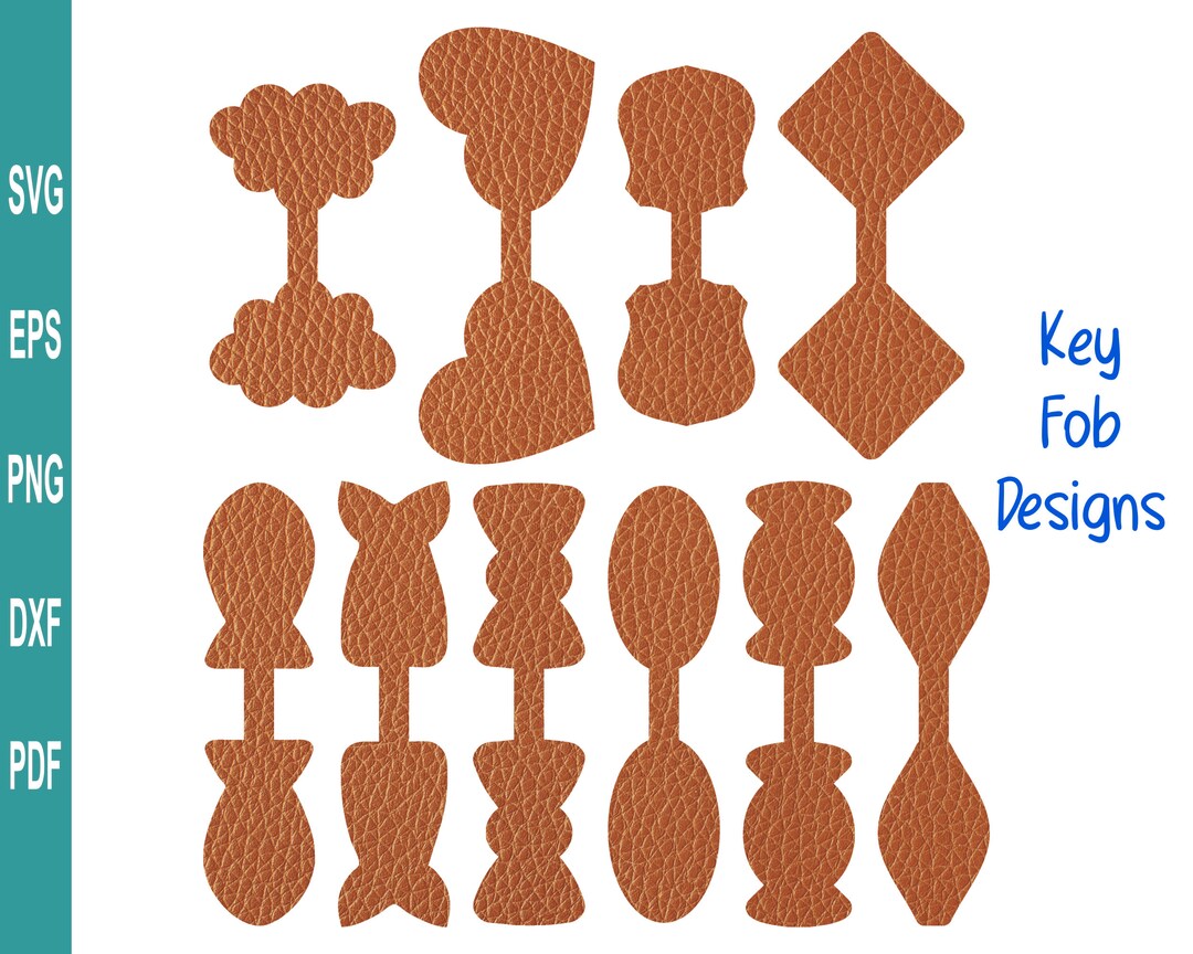 Key Fob Svg,keychain Bag Tag Fob Template,faux Leather Key Fob,key Ring ...