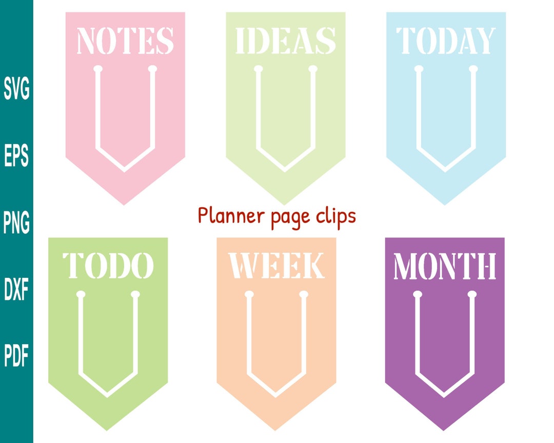 Planner Paper Clips Svg,slide Bookmarks Templates,minimalist Page ...