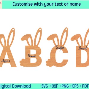 Easter Bunny Monogram Letter Tag,bunny Alphabet SVG Bundle,letters With ...