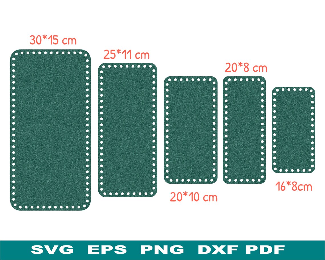 Rounded Rectangle Basket Bases SVG, Bottoms for Crochet Baskets, Narrow ...