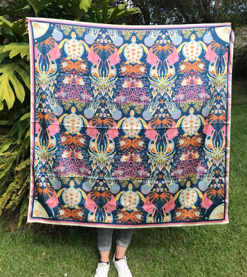 Silk Chiffon Scarf, Blue, Coral Reef Theme, 36x36, 26x26, 16x16 - Etsy
