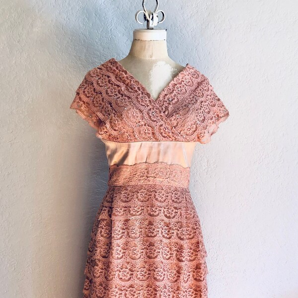 Pink Lace Dress - Etsy