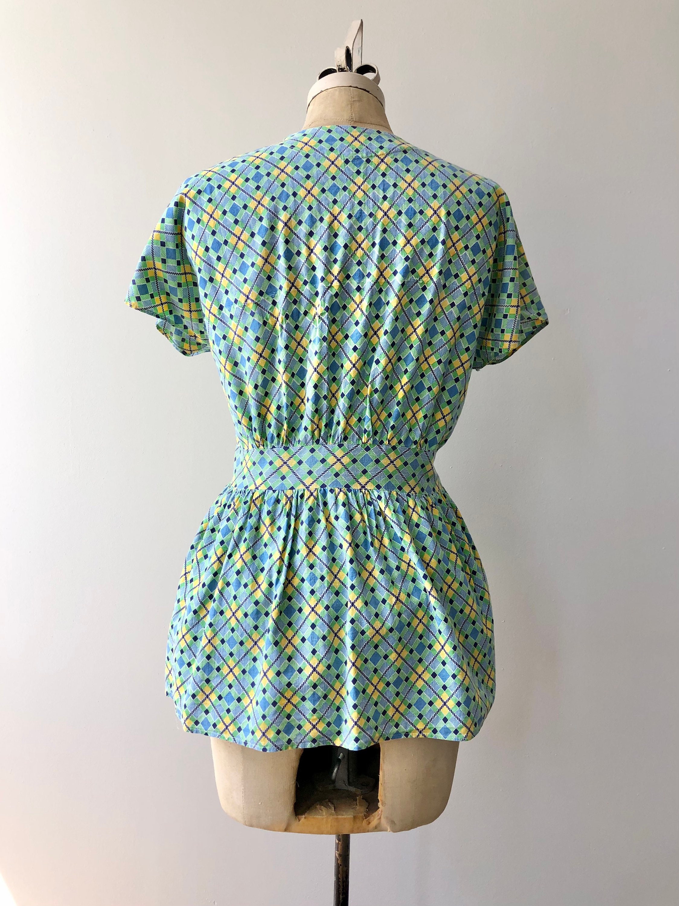 Vintage 1930s | 1940s Cotton Feed Sack Blouse | Chore Top - Etsy