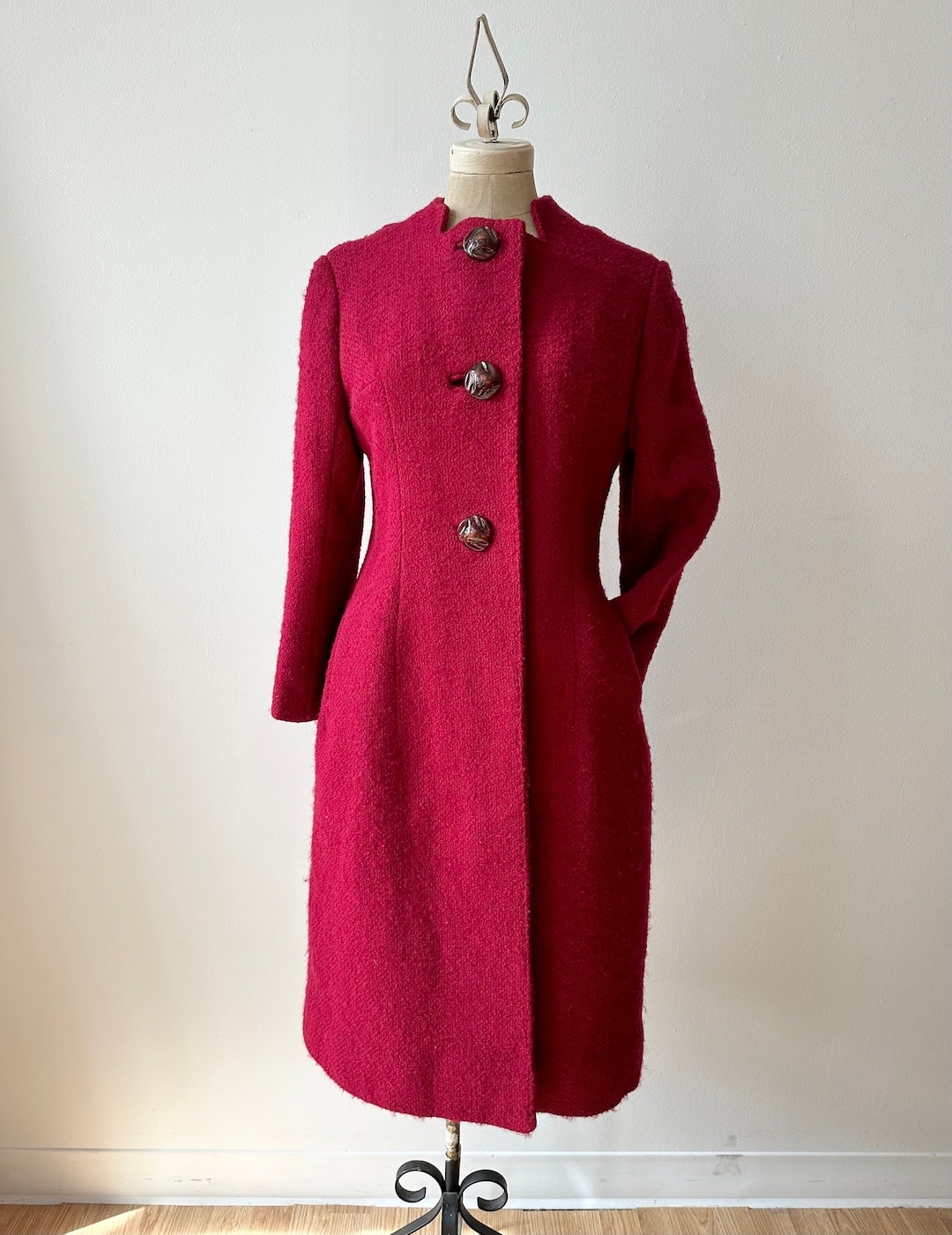 Vintage 1950s Raspberry Wool Coat - Etsy