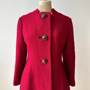 Vintage 1950s Raspberry Wool Coat - Etsy
