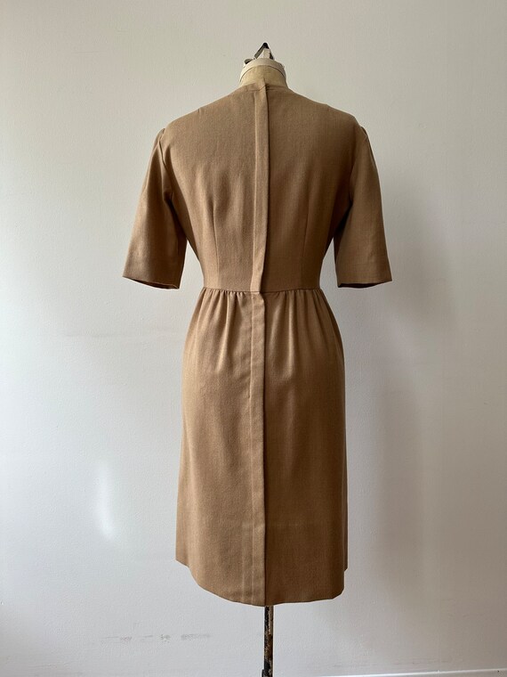 Vintage 1950’s Beige | Camel Wool Pencil Dress - Gem