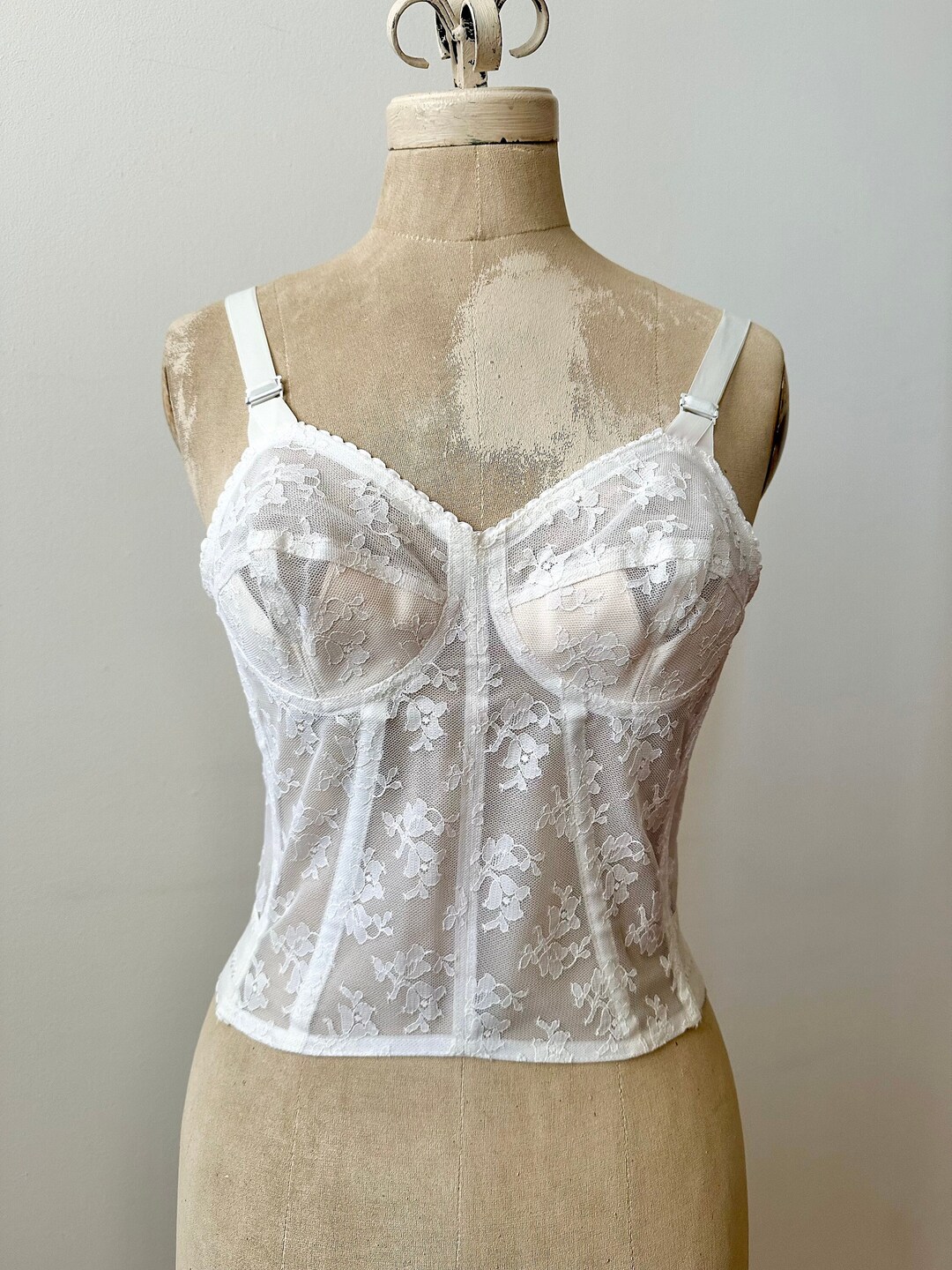 Vintage 1950s Longline Bra Vintage Bullet Bra White Lace Bra - Etsy