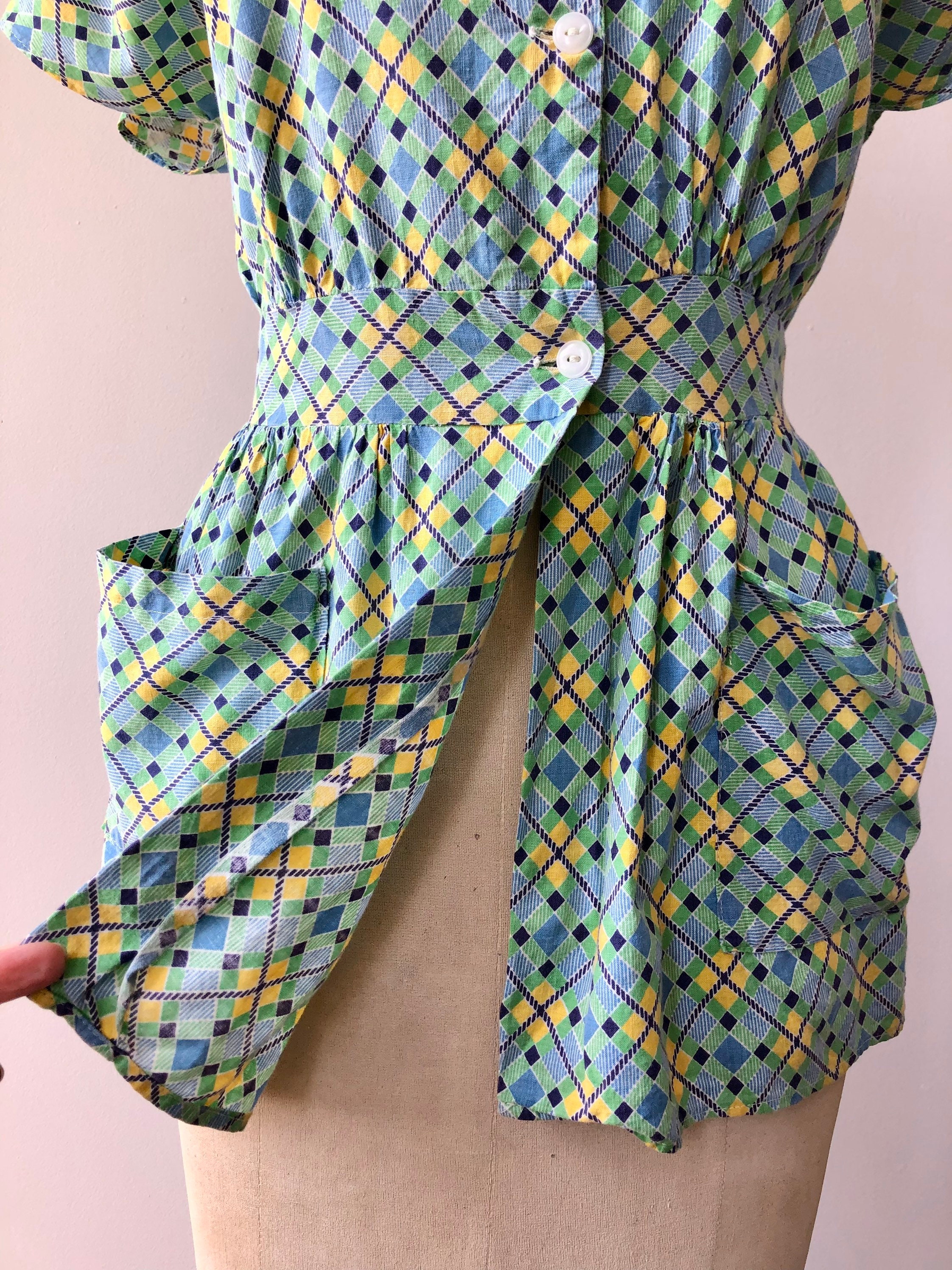 Vintage 1930s | 1940s Cotton Feed Sack Blouse | Chore Top - Etsy