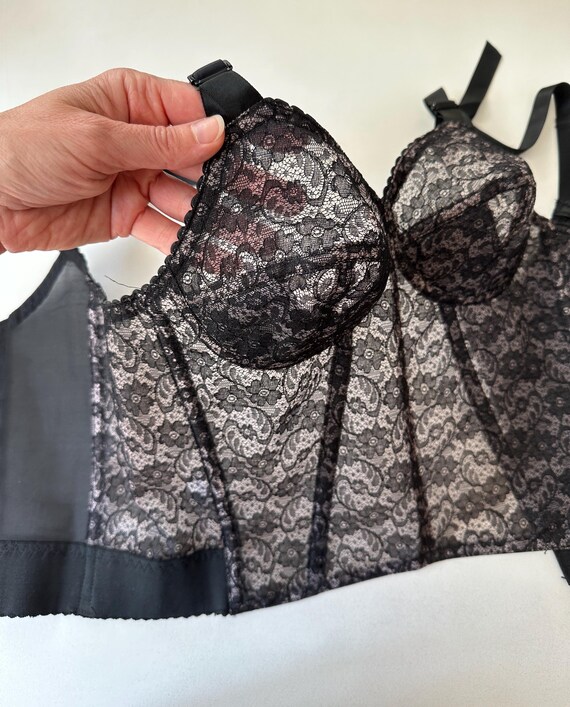 Vintage 1950s Black Lace Bustier Bra - Gem