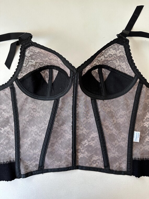 Vintage 1950s Black Lace Bustier Bra - Gem