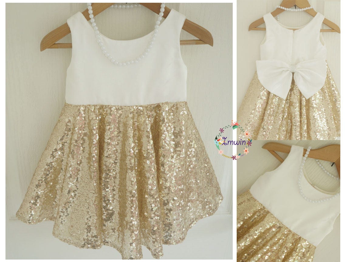Gold flower girl dress Toddler girl dress Girls party dress | Etsy