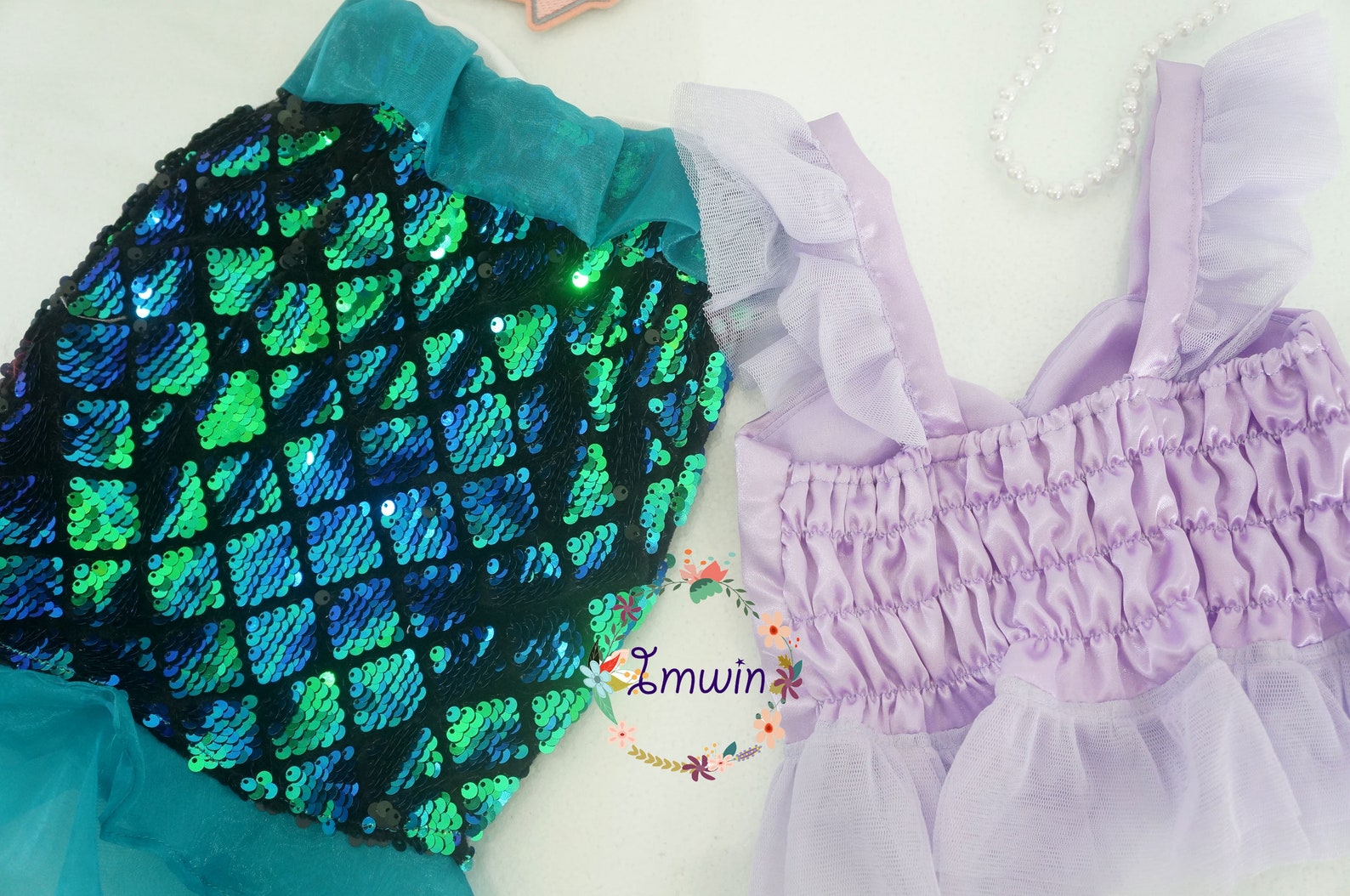 Mermaid Top Girl Mermaid Costume Girls Crop Top Girl Mermaid | Etsy