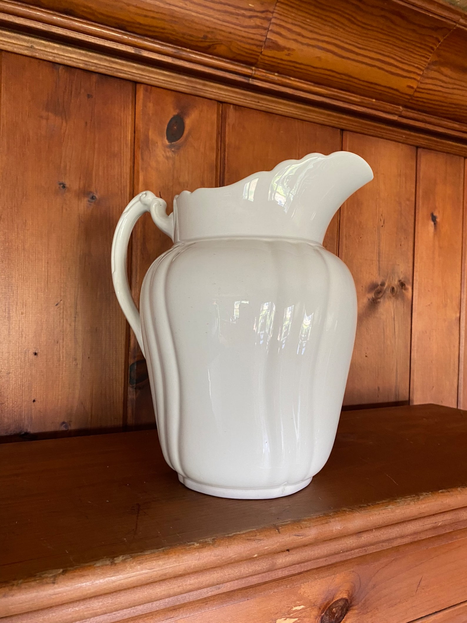 Large Antique Ironstone Pitcher, Johnson Bros., C. 1883-1913 Whiteware ...