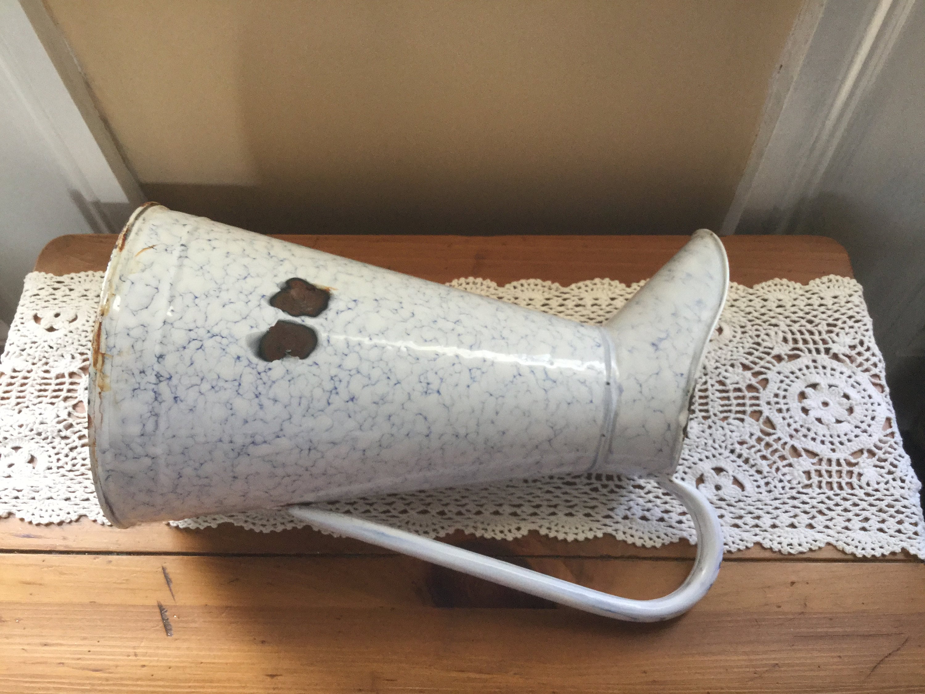 Large French Enamel Pitcher, French Enamel Body Pitcher, Bath Pitcher ...