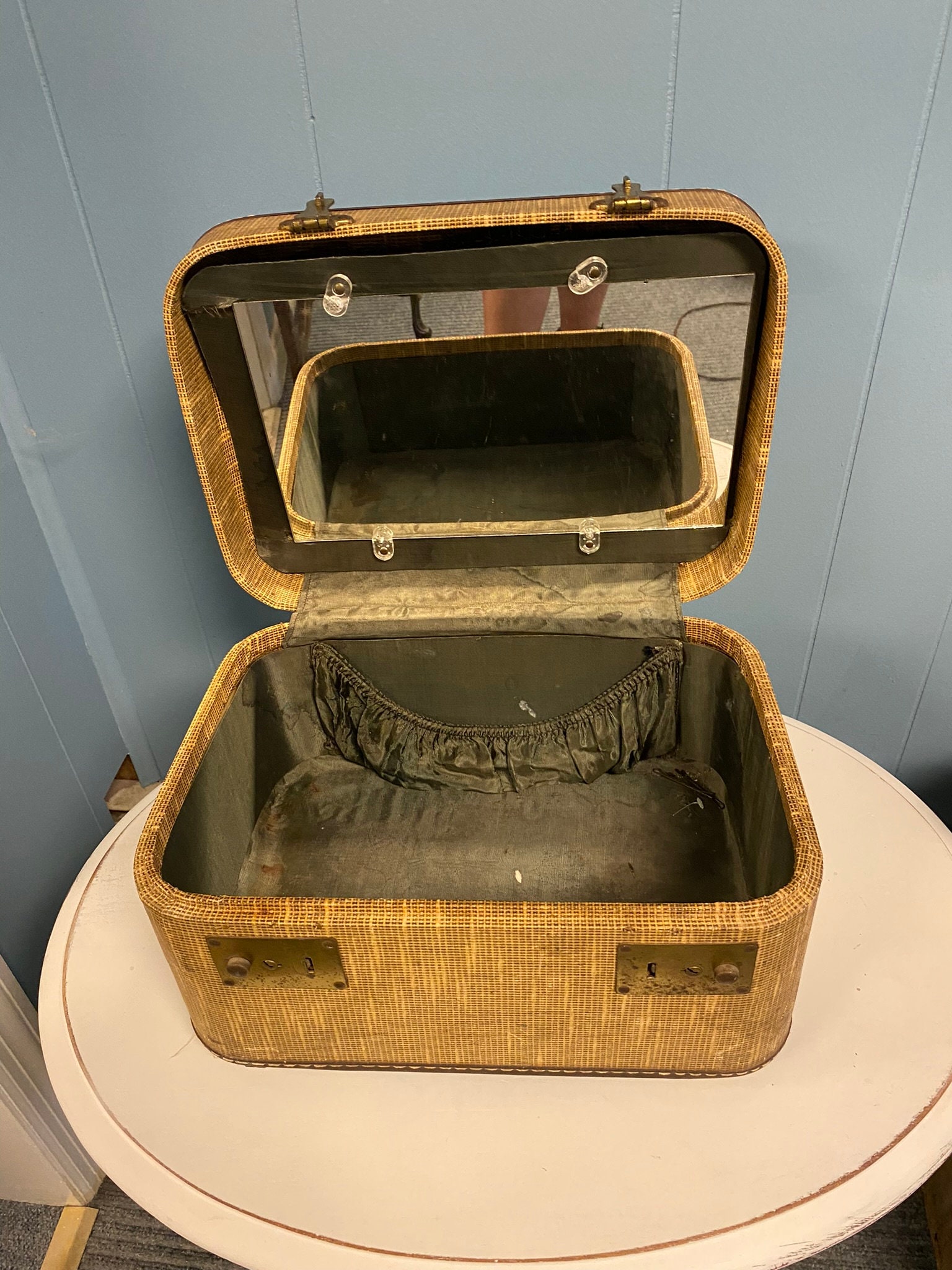 Vintage Tweed Train Case, Vintage Suitcase, Vintage Storage Box ...