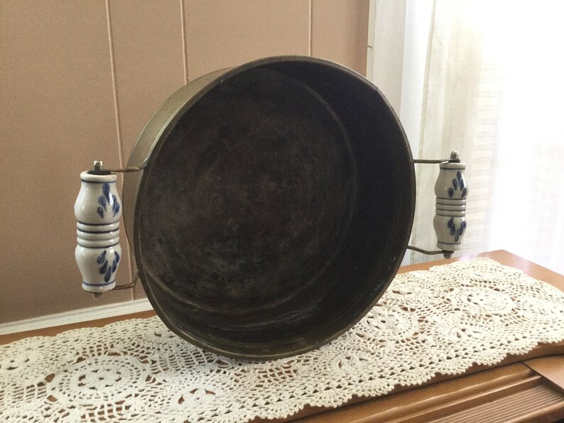 Large Brass Pot, 2 Handles Delft, Vintage Brass Pot, Farmhouse Cottage ...