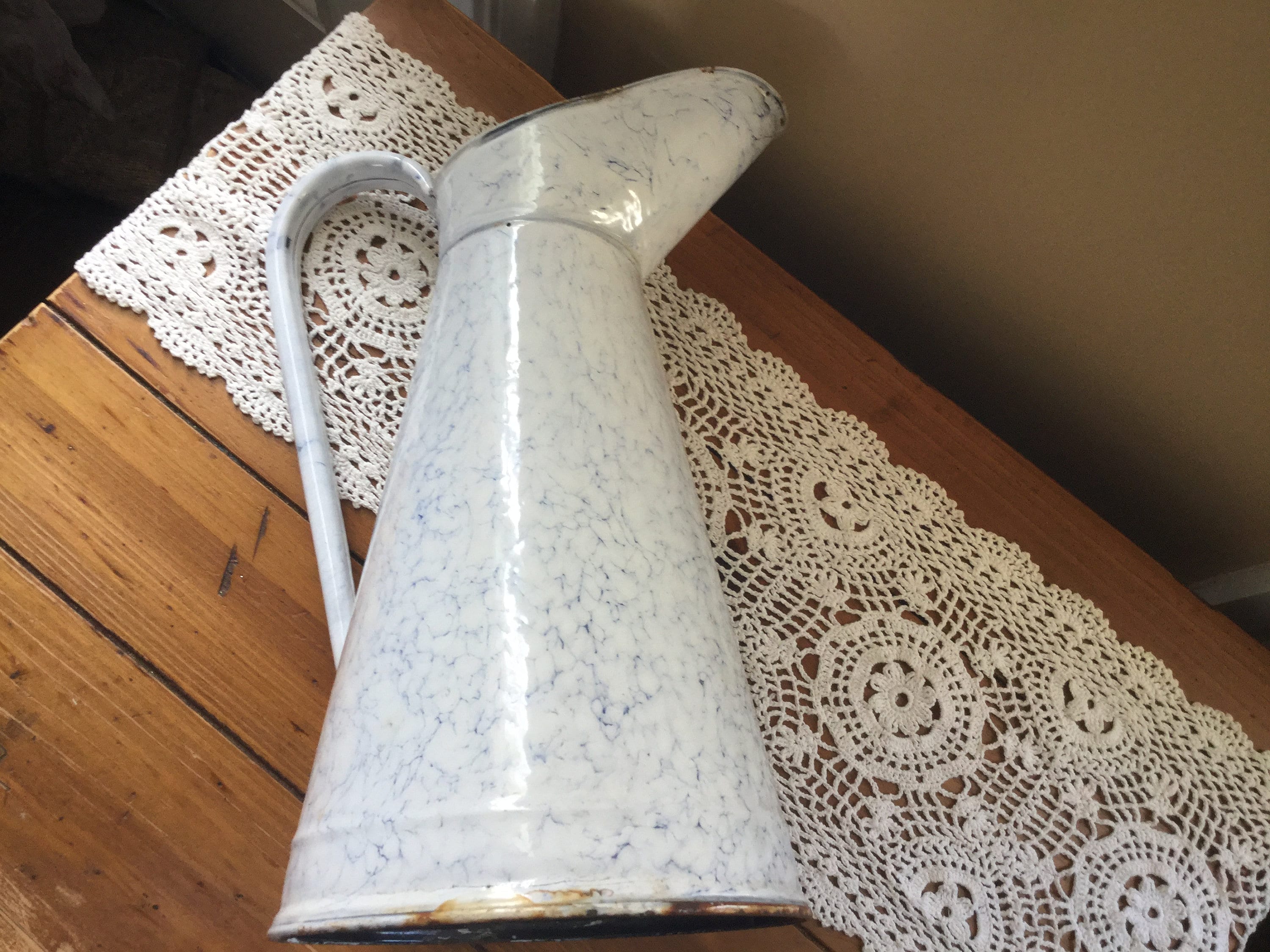 Large French Enamel Pitcher French Enamel Body Pitcher Bath - Etsy