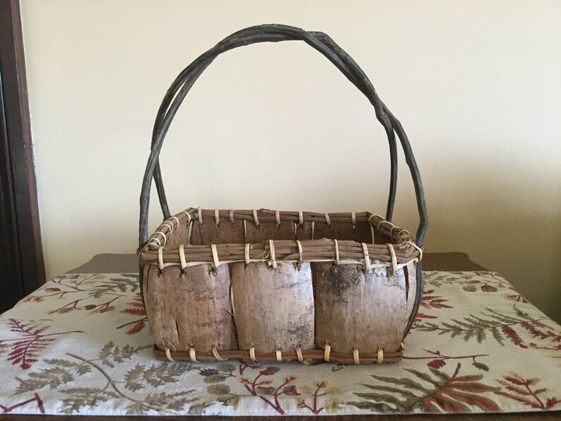 Primitive Bark and Twig Basket Hand Sewn Basket Native - Etsy