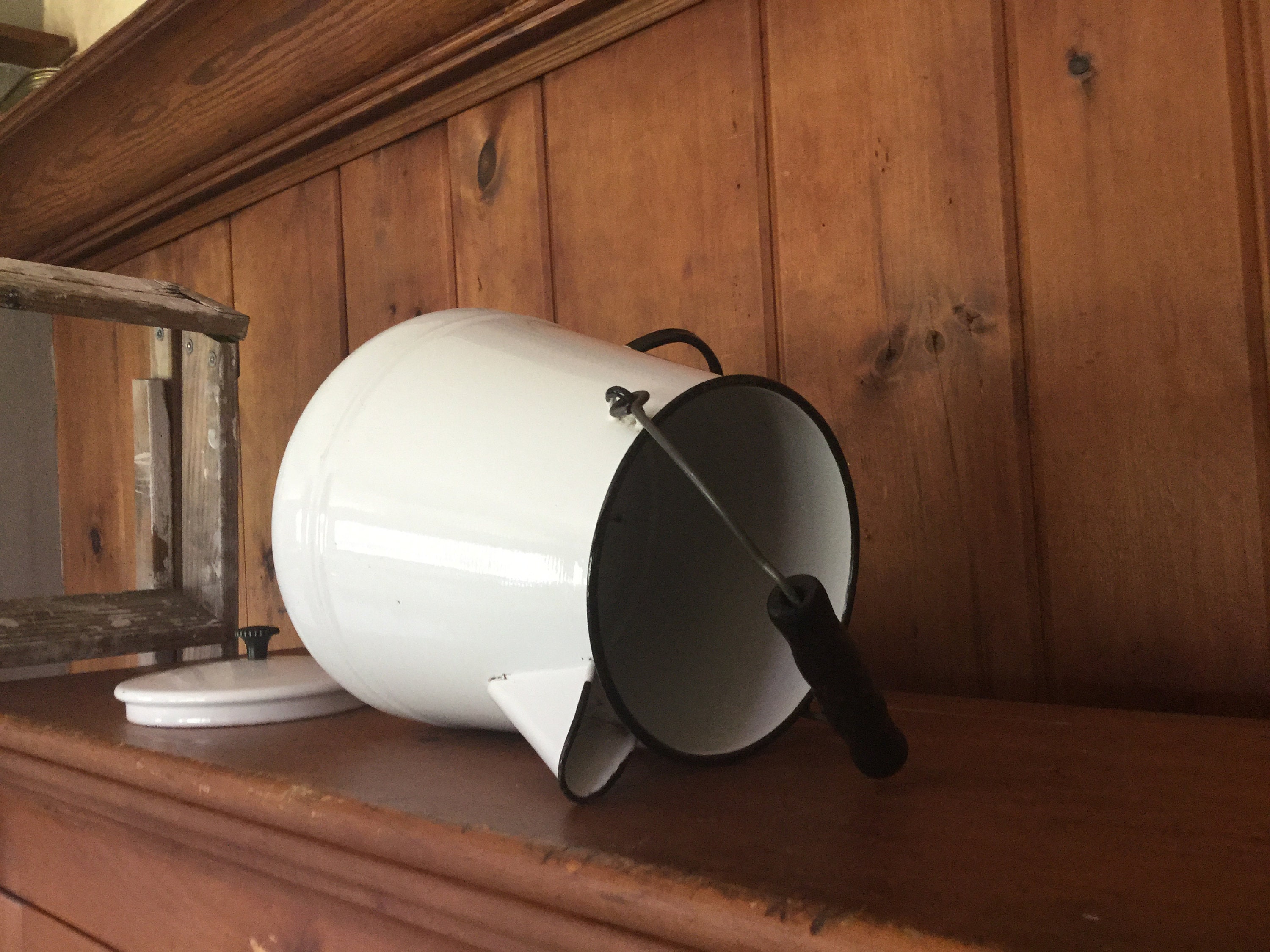 Large Vintage Enamel Coffee Pot Wooden Bead and Wire - Etsy
