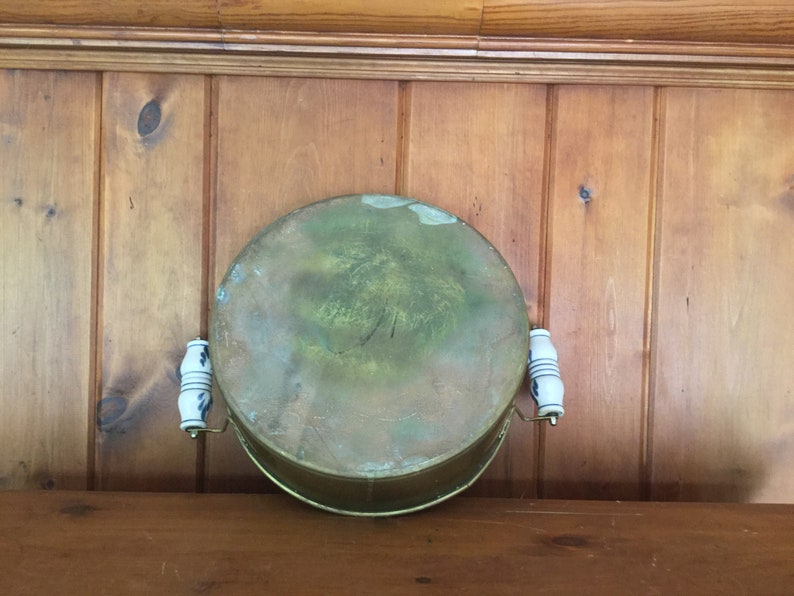 Large Brass Pot, 2 Handles Delft, Vintage Brass Pot, Farmhouse Cottage ...