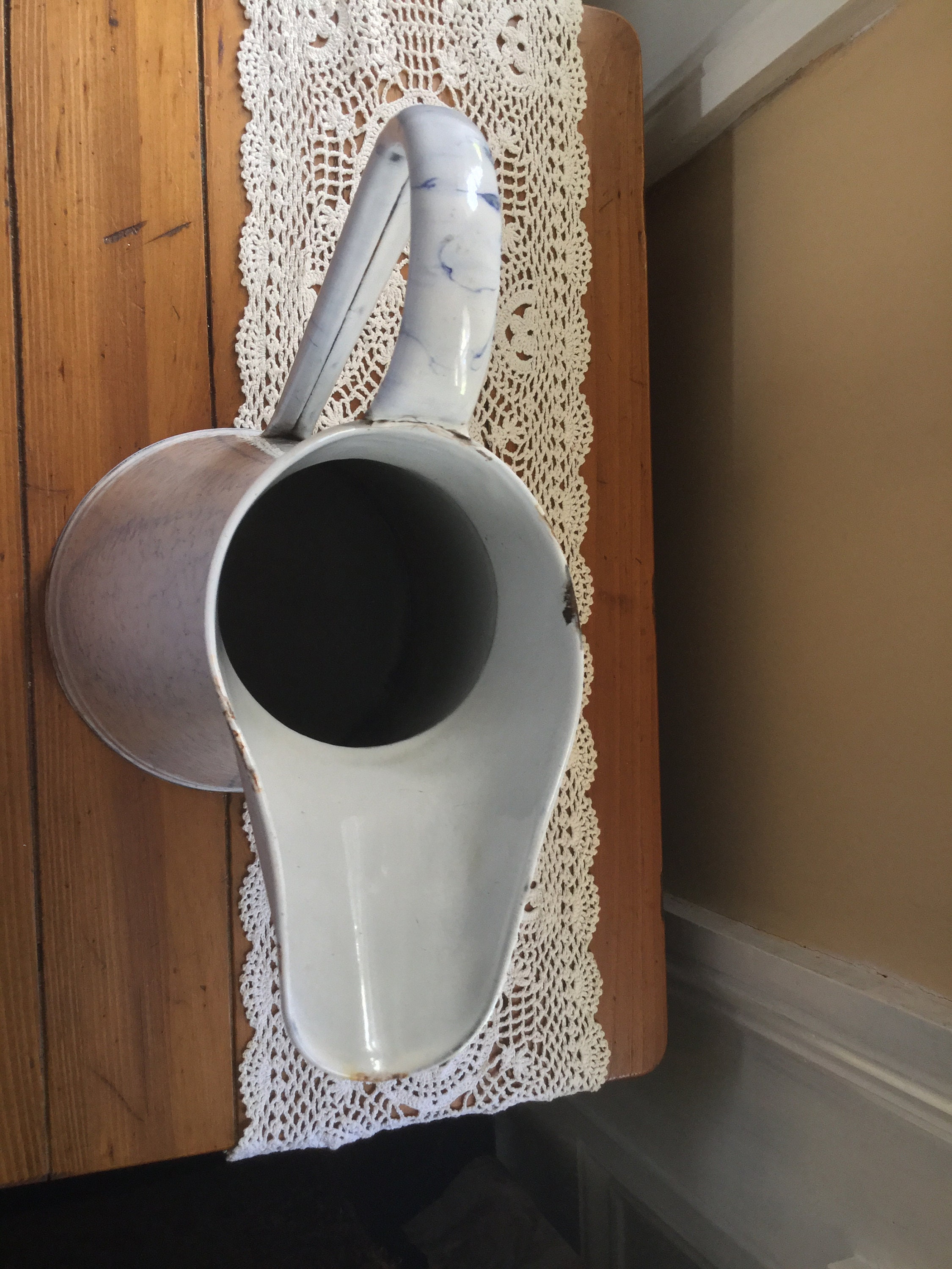 Large French Enamel Pitcher French Enamel Body Pitcher Bath - Etsy