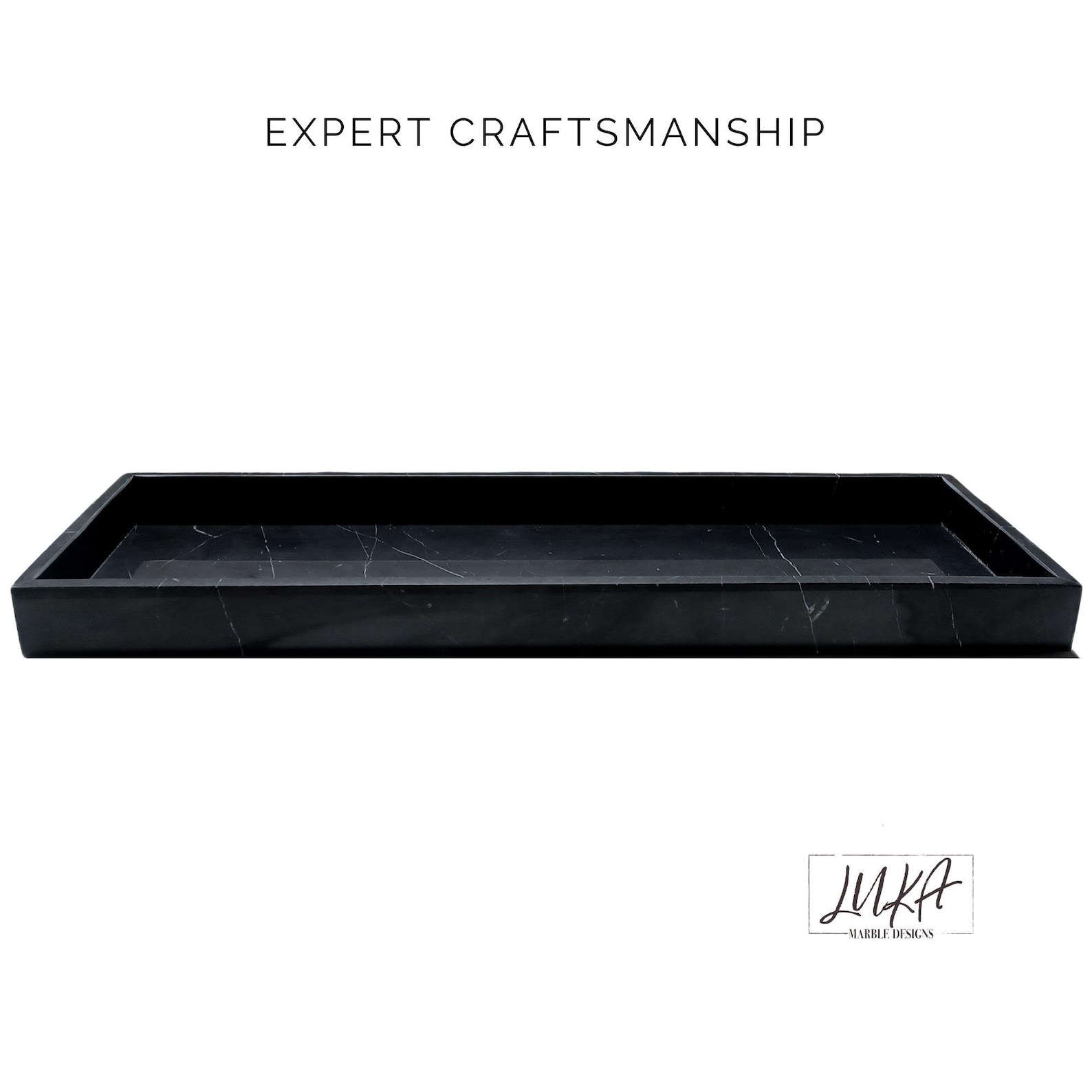 Long Black Marble Serving Tray – Rectangular Kitchen Counter Display ...