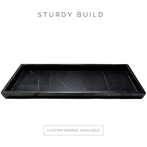 Long Black Marble Serving Tray – Rectangular Kitchen Counter Display ...