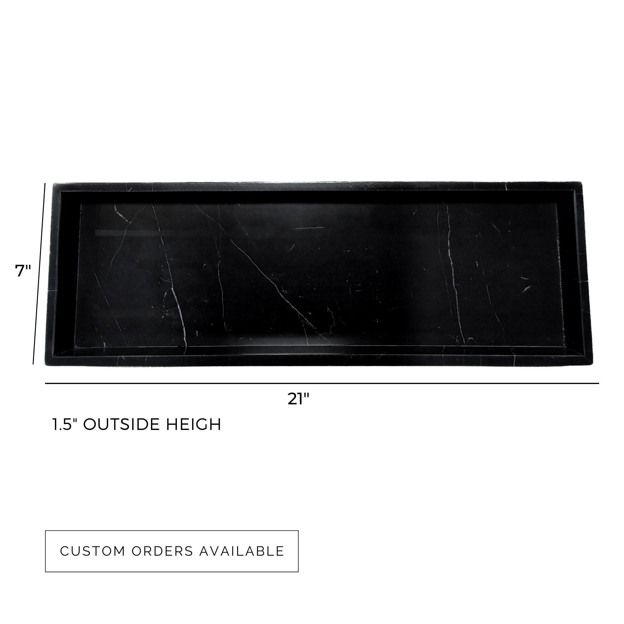 Long Black Marble Serving Tray – Rectangular Kitchen Counter Display ...