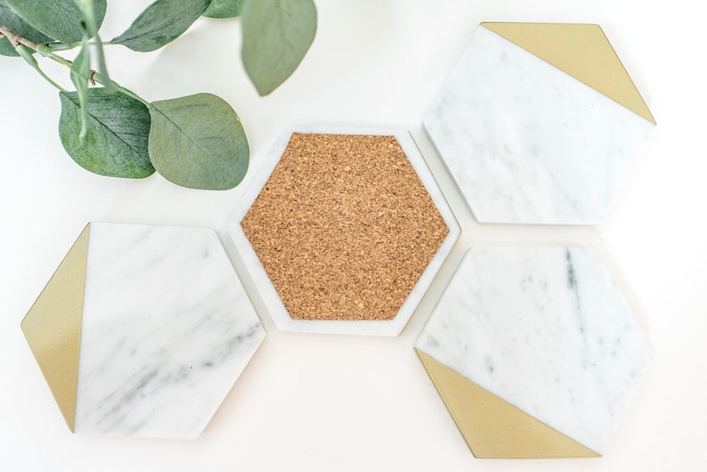 Marble Coasters Gold Coasters Gold Marble and Gold Modern | Etsy
