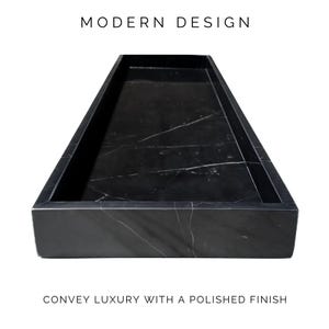 Long Black Marble Serving Tray – Rectangular Kitchen Counter Display ...