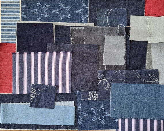 Boro Textile Patches Frayed Denim Patches for Slow Stitching | Etsy