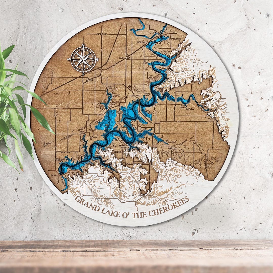 Grand Lake O' the Cherokees Wood Map 3D - Etsy