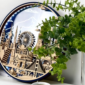 3D World Landmarks Skyline Wall Decor Wood Night Light - Etsy