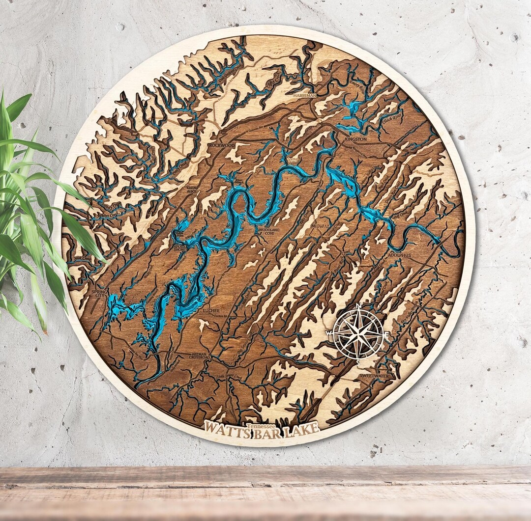 Watts Bar Lake Wood Map 3D - Etsy