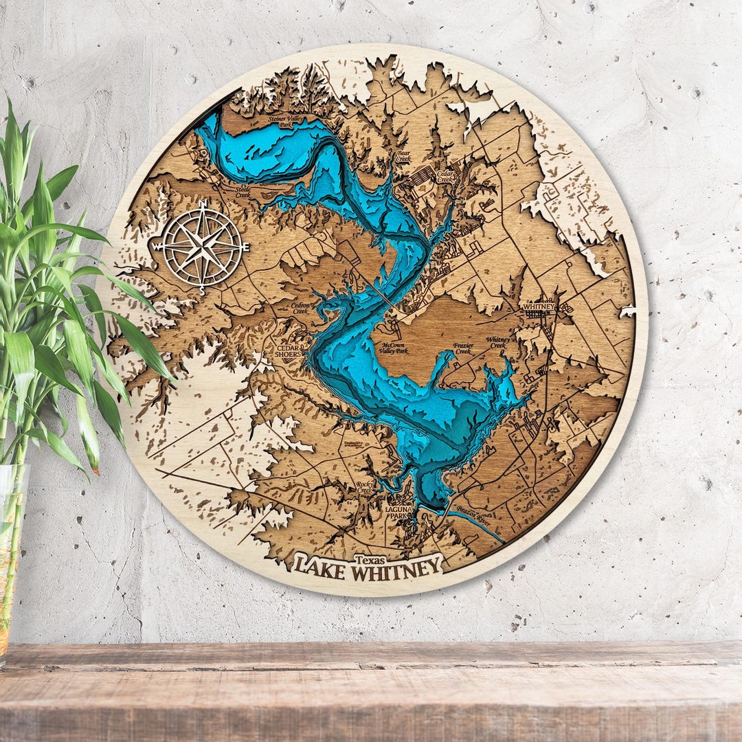 Lake Whitney Map 3D Wood - Etsy