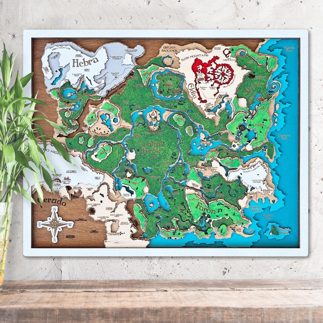 3D Map of Hyrule Handcrafted Legend of Zelda Wooden Wall Art - Etsy